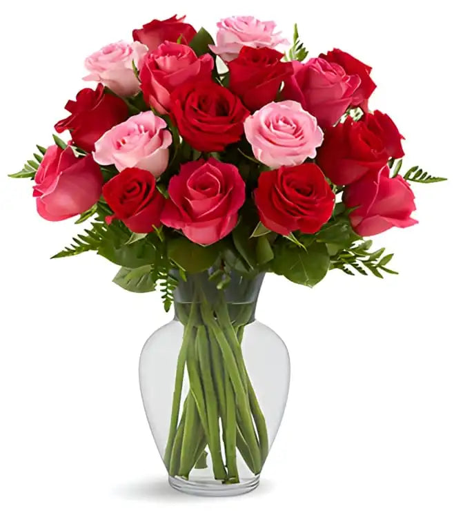 Pink & Red Rose Luxury Vase (nature in glass Weasel) in Qatar – Arabian ...